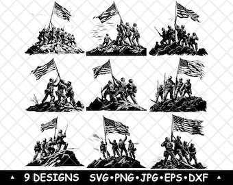 Raising the Flag on Iwo Jima Digital File Download SVG PNG JPG DXF_ - Etsy