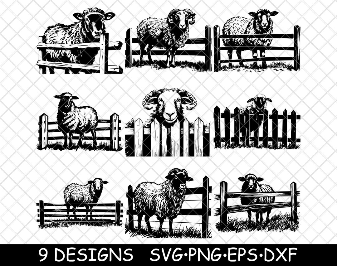 Sheep Lamb Wooly Goat Rustic Farm Barn Ranch Fence Animal Pasture Svg ...
