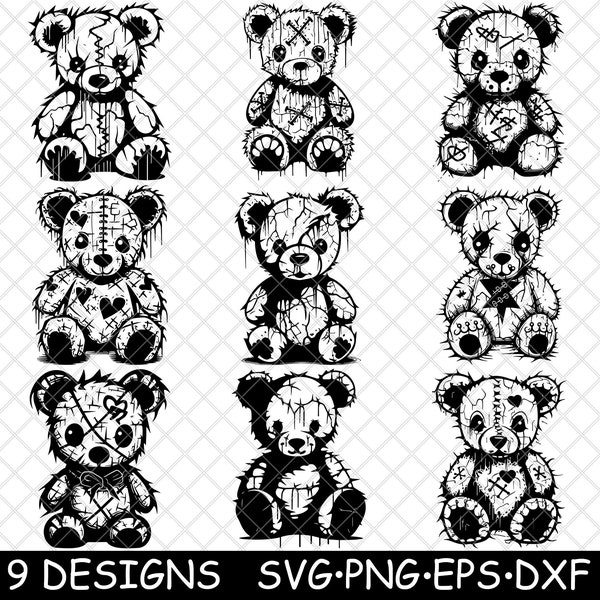 Teddy With Stitches Png - Etsy