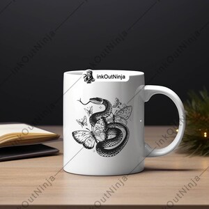 Coiled Snake Serpent Butterflies Gothic Nature Wildlife Laser File SVG ...