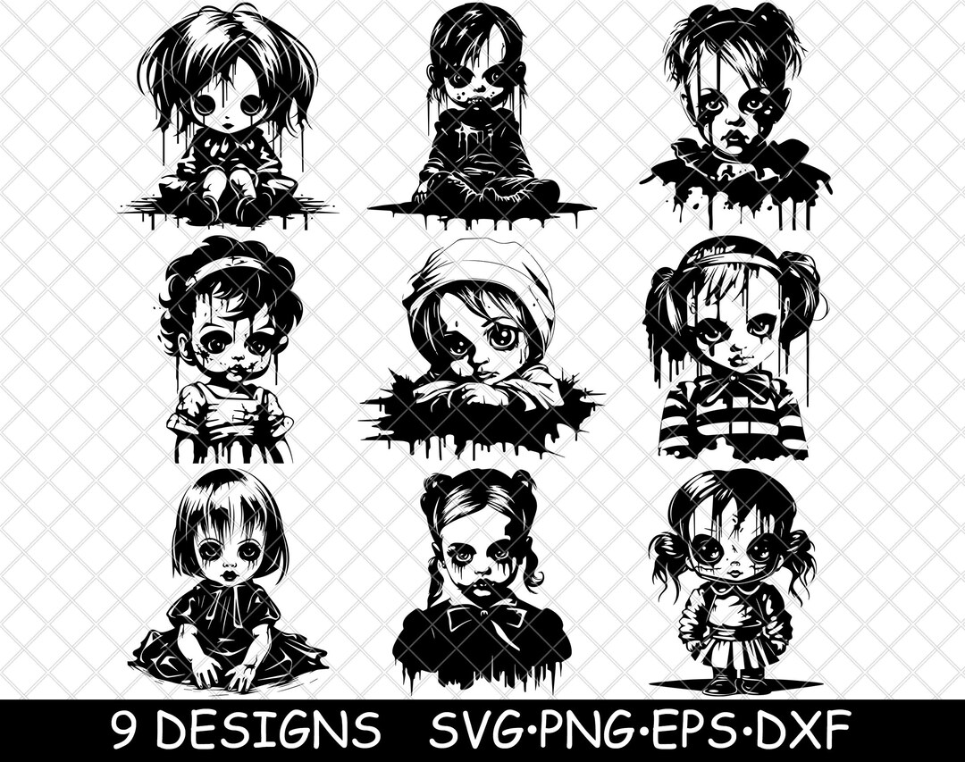 Scary Creepy Baby Doll Haunted Eerie Horror Ghost Halloween Spooky Svg ...