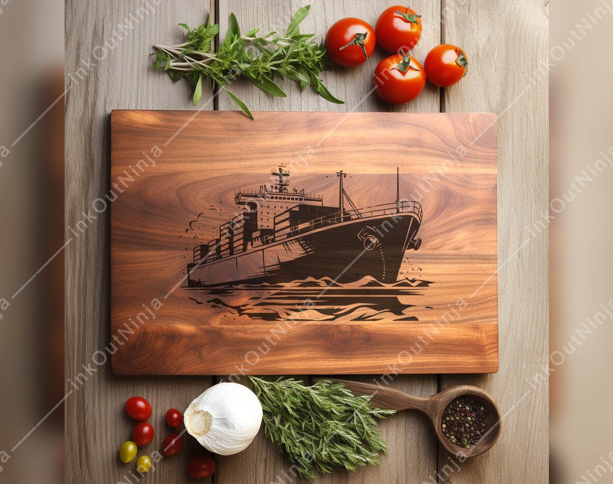 Cargo Ship SVG Bundle | Container Freight Vessel Clipart for Laser ...