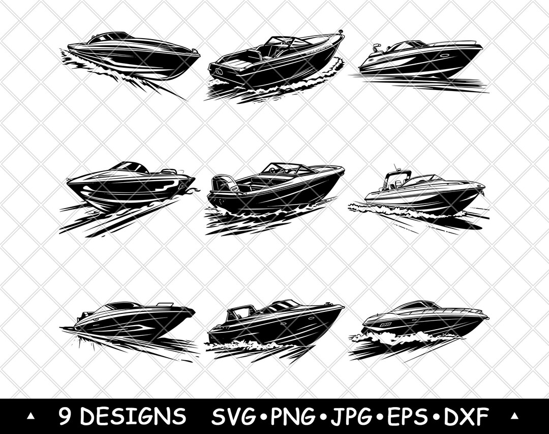 Speedboat Jet Racing Cruiser Boat Fishing Powerboat Png,svg,eps,cricut ...