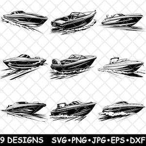 Speedboat Race Cruiser Boat Fishing Powerboat Watercraft Laser File SVG ...