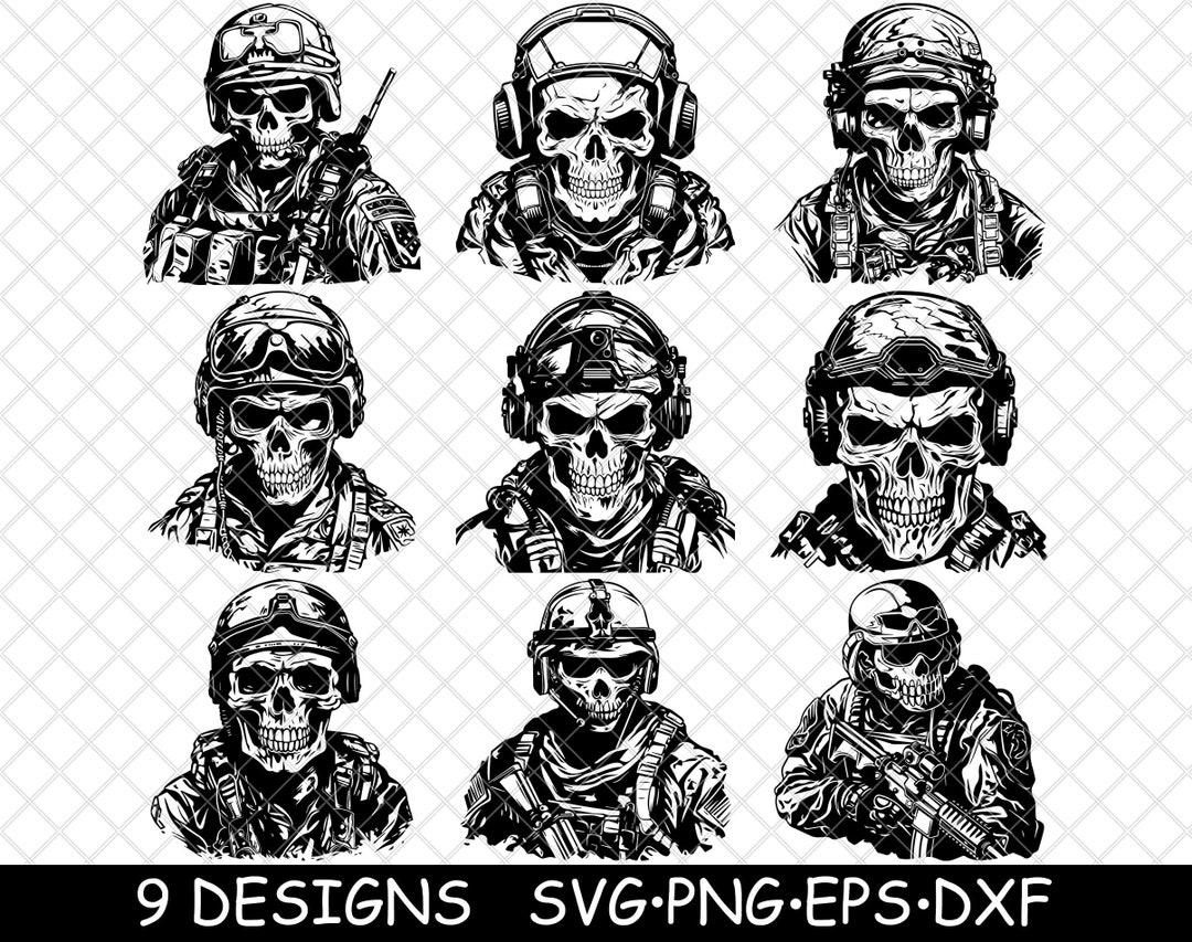 Skeleton Army US Soldier Skull Pilot Troops Operative Swat Corpse Svg ...