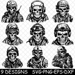 Skeleton Army US Soldier Skull Pilot Troops Operative Swat Corpse Svg ...