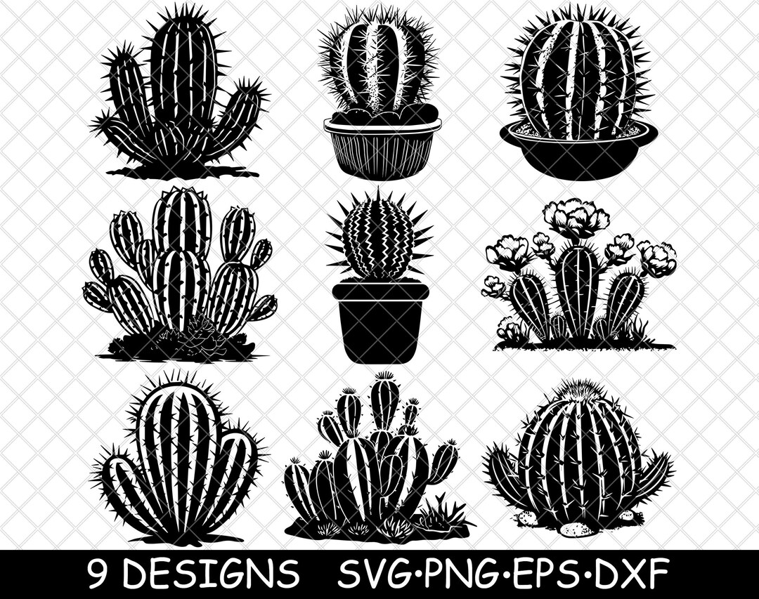 Cactus SVG Bundle | Desert Plant Clipart for Engraving, Stickers ...