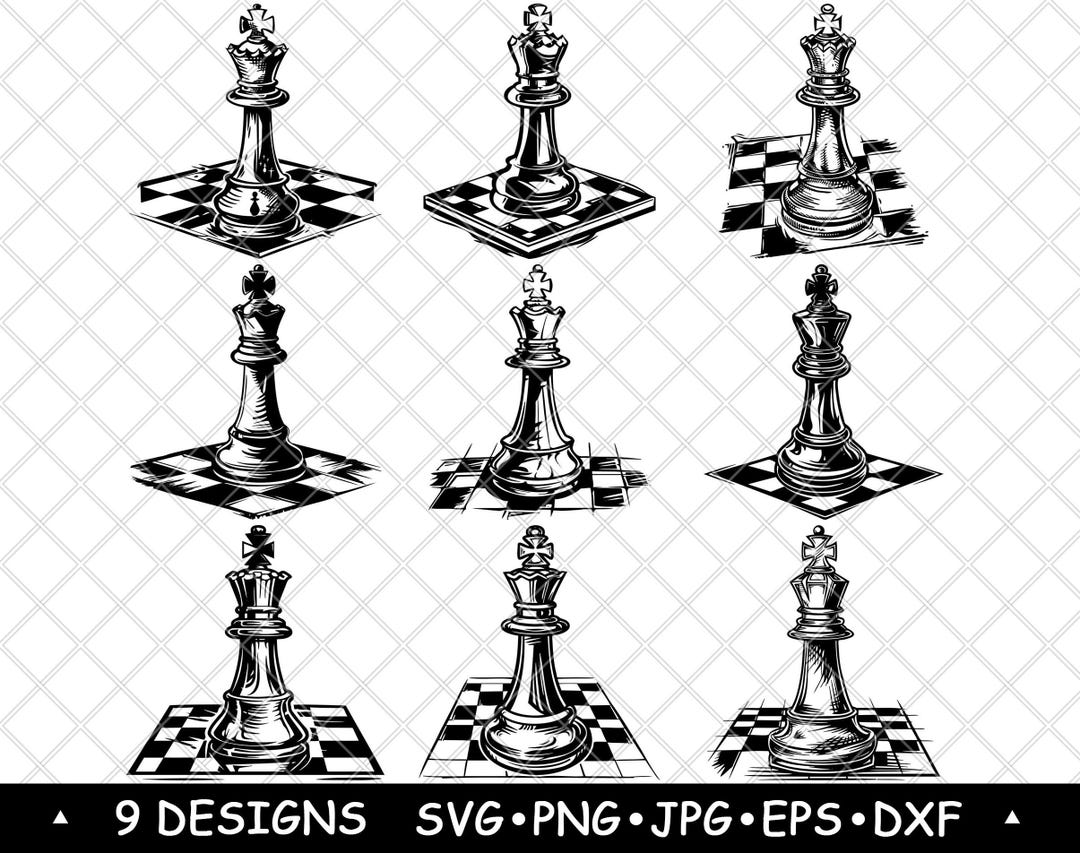 Chess Piece King Queen Board Game Strategy Crown Royalty Laser File SVG ...