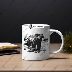 Grizzly Bear Big Black Brown Kodiak Lake Swamp Scene Coaster Black ...