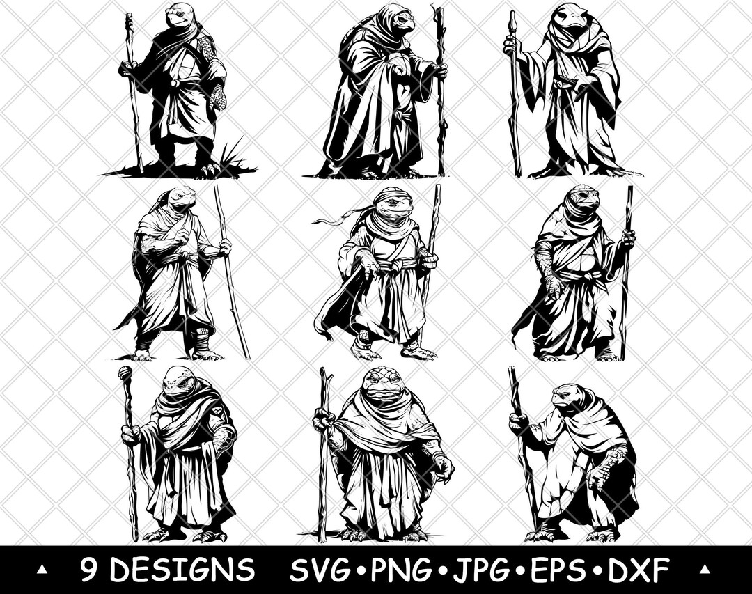 Turtle Monk Staff Anthropomorphic Tortoise Myth Fantasy Laser File SVG ...
