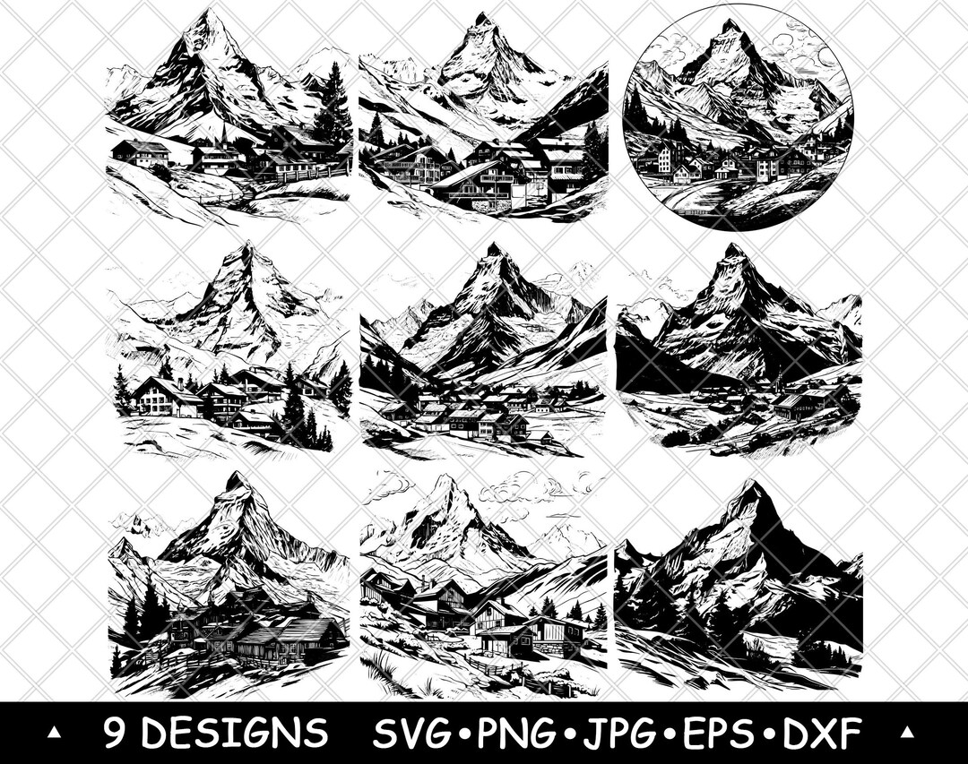 Matterhorn Swiss Alps Alpine Zermatt Snow Cap Scene Board Coaster Black ...
