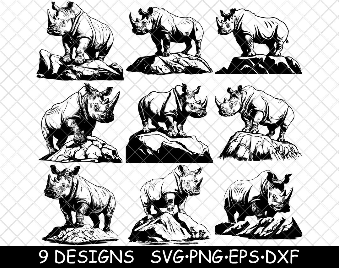 African Rhinoceros Indian Rhino Javan Black White Sumatra Wildlife Svg ...