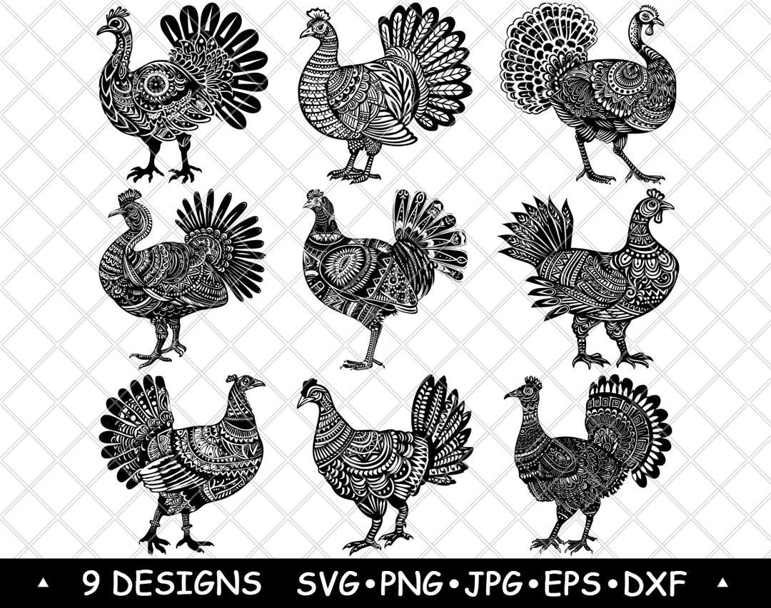 Turkey Geometric Ornate Patterns Bird Feathers Wildlife Laser File SVG ...