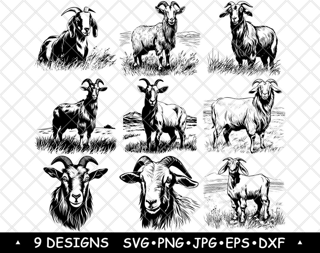 Goat SVG Bundle | Farm Animal Clipart Set | Rustic Livestock ...