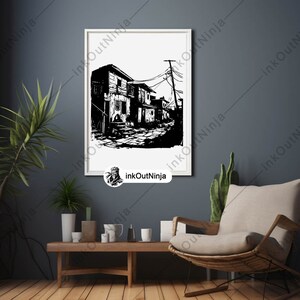 Urban Slum Poor House Neighborhood Overcrowded Cityscape Laser File SVG ...