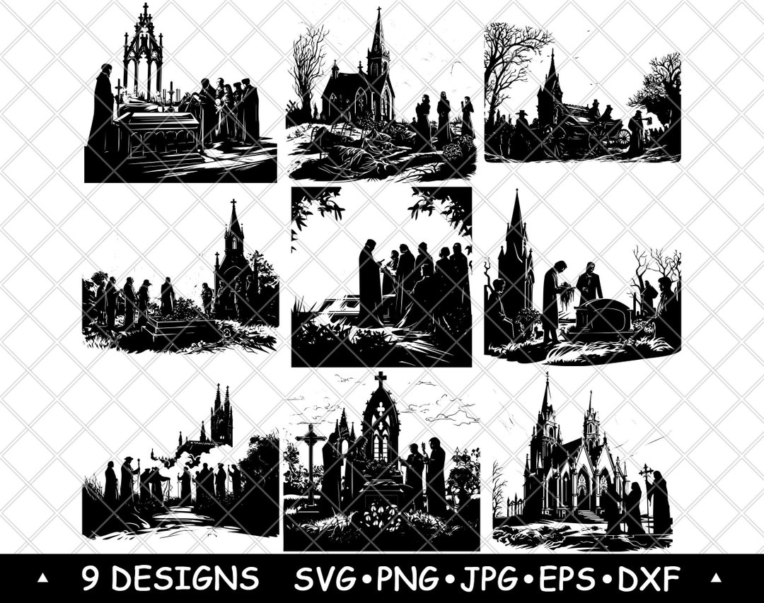 Medieval Funeral Gothic Burial Ceremony Cemetery Casket Laser File SVG ...