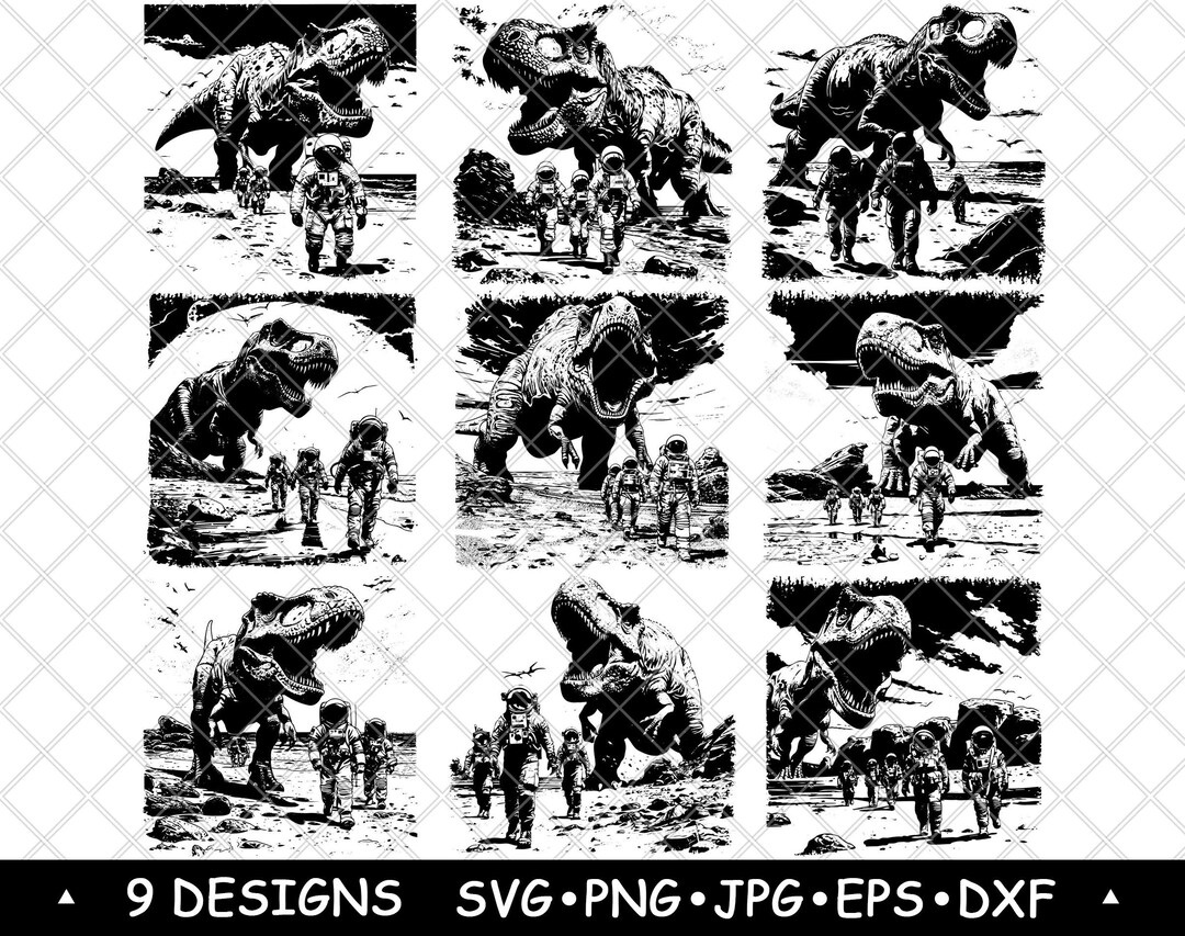 T-rex Dinosaur Astronaut Sci-fi Space Adventure Fantasy Laser File SVG ...