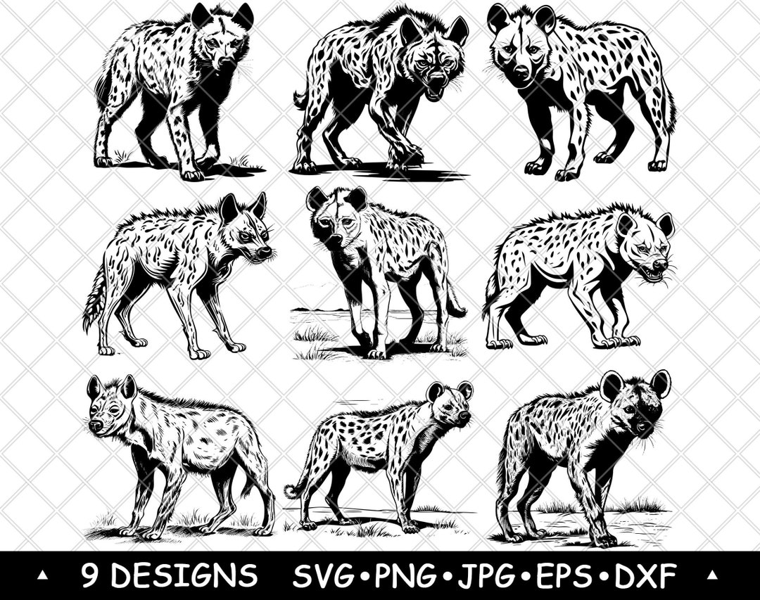 Hyena SVG Bundle | African Wildlife Clipart for Laser Engraving ...