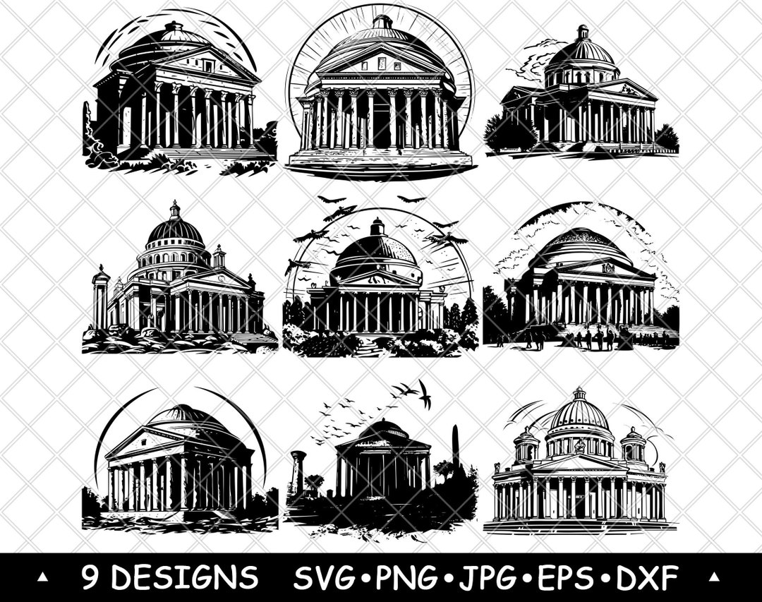 Pantheon Greek Temple Gods Ancient Monument Deities Dome Laser File SVG ...