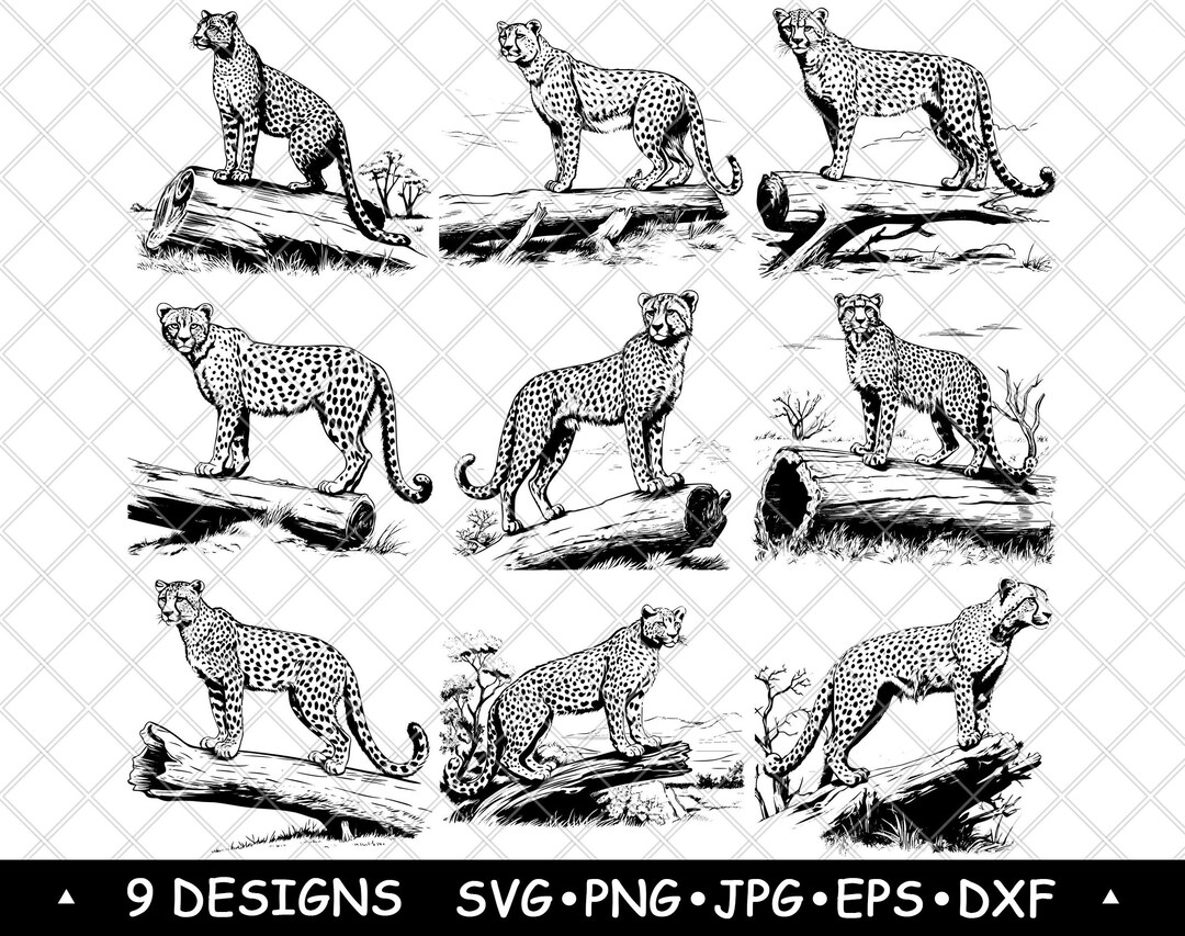 Cheetah Leopard Wild Spotted Cat Hunt African Wildlife Laser File SVG ...