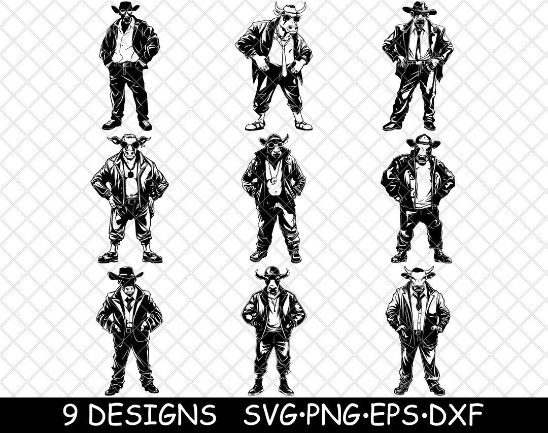 Cow Boss Cattle Bull Gangster Mafia Kingpin Suit Mob Coaster Black ...