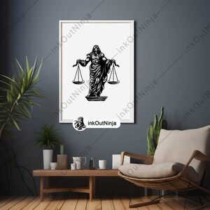 Justice Scale Balance Law Judge Symbol Lady Statue Coaster Black White ...