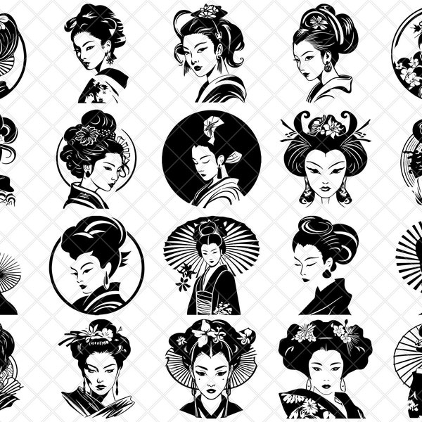 Japanese Geisha Girl Stencil Etsy