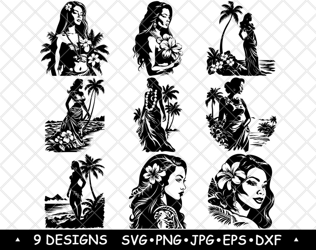 Native Hawaiian Polynesian Woman Pacific Islander Hula Culture Lei Svg ...