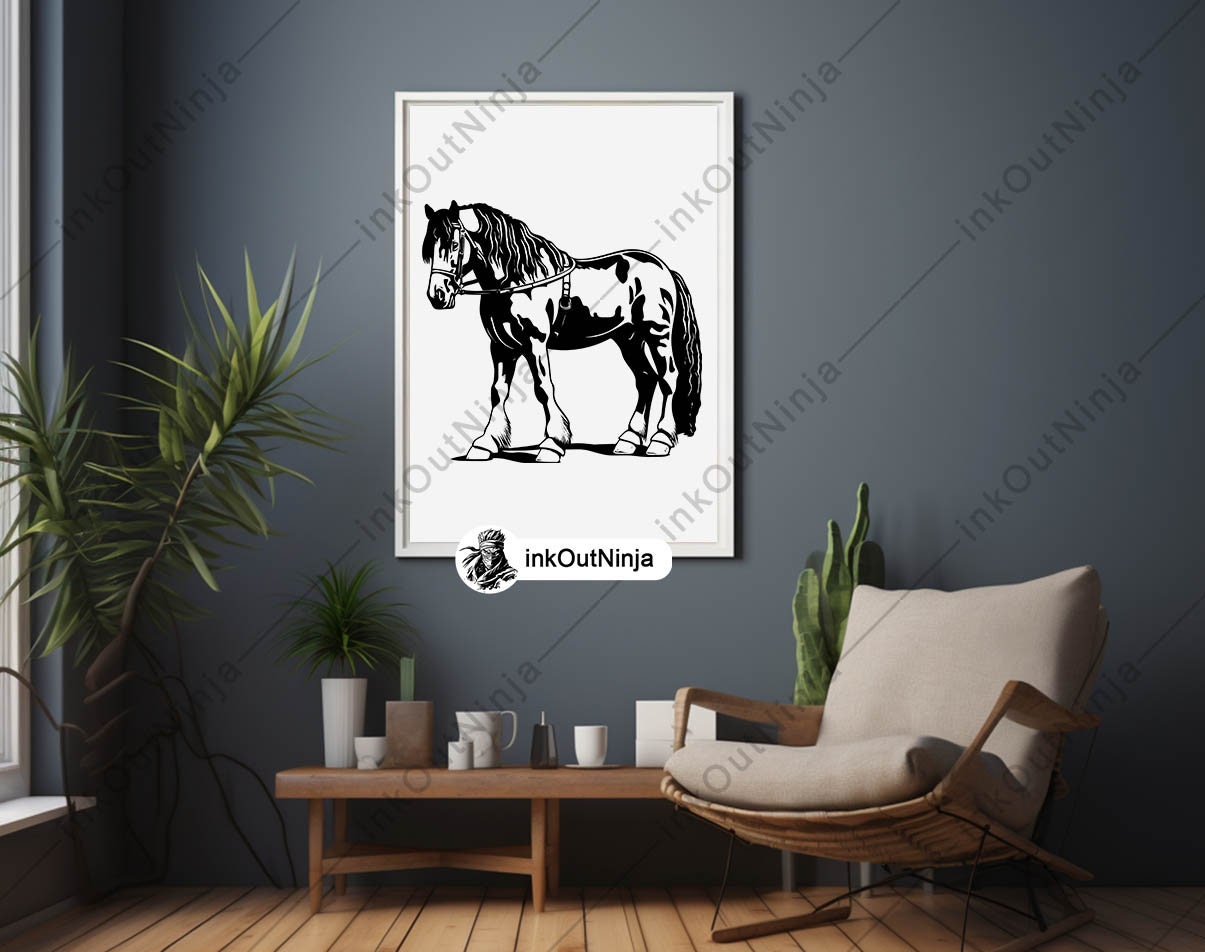 Horse in Pasture SVG - Farm Animal Vector for Laser Engraving ...