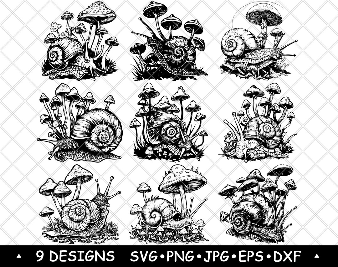 Snail Mushroom Cluster Forest Scene Nature Slow Wildlife Laser File SVG ...