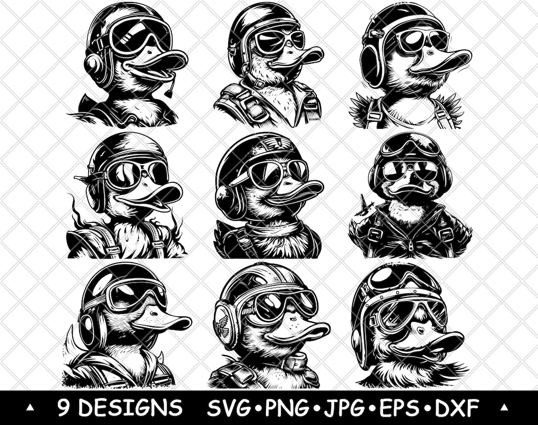 Aviator Duck Pilot Helmet Goggles Bird Animal Quack Fun Laser File SVG ...