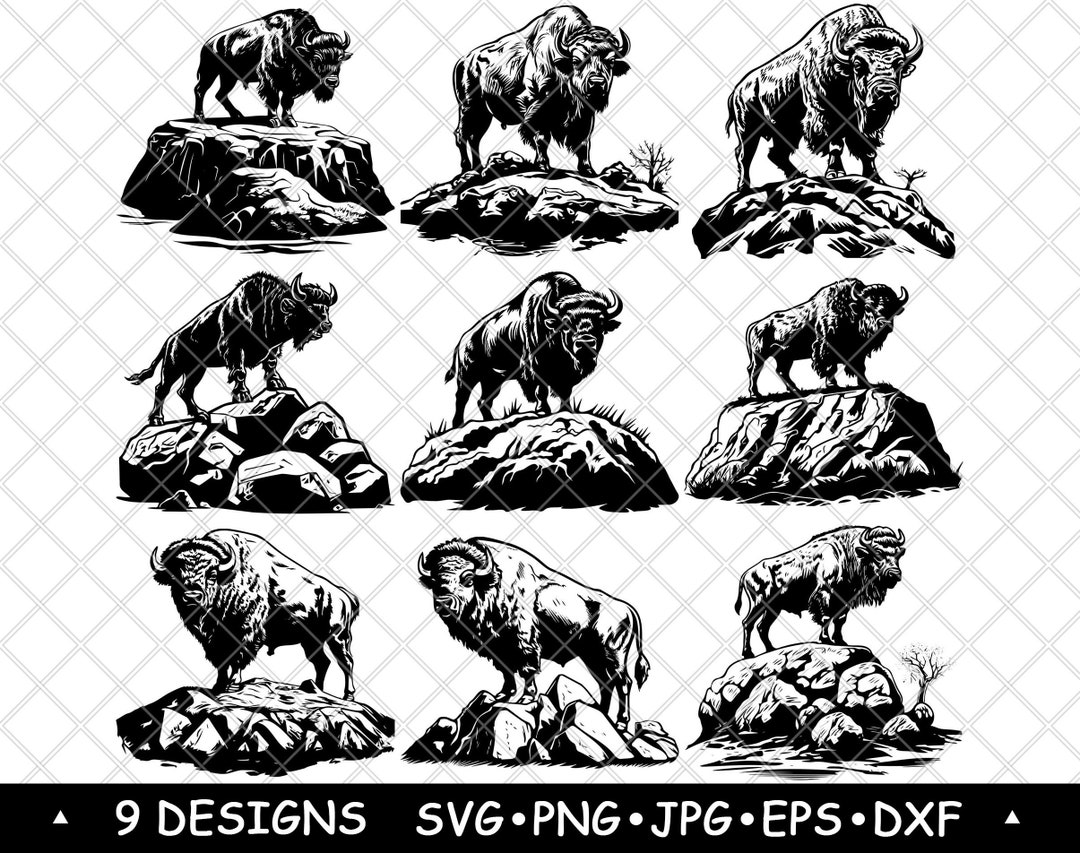 Buffalo Bison SVG Bundle | Wild American Plains Animal Clipart for ...