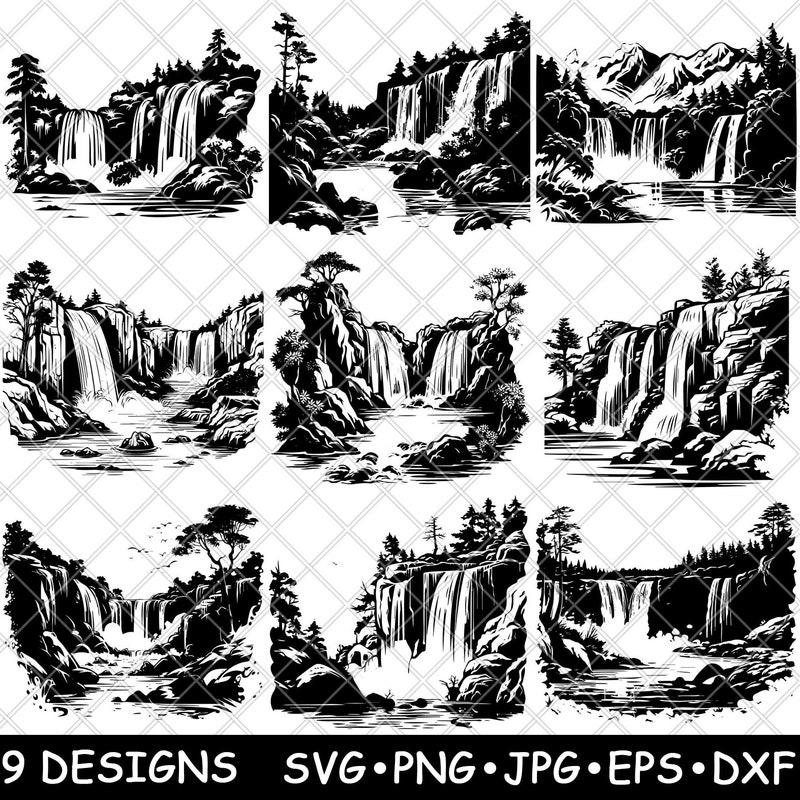 Waterfall Svg - Etsy