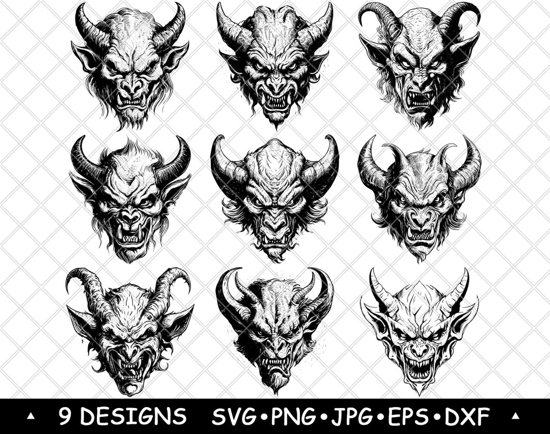 Gargoyle Gothic Statue Diablo Demon Face Myth Sculpture Laser File SVG ...