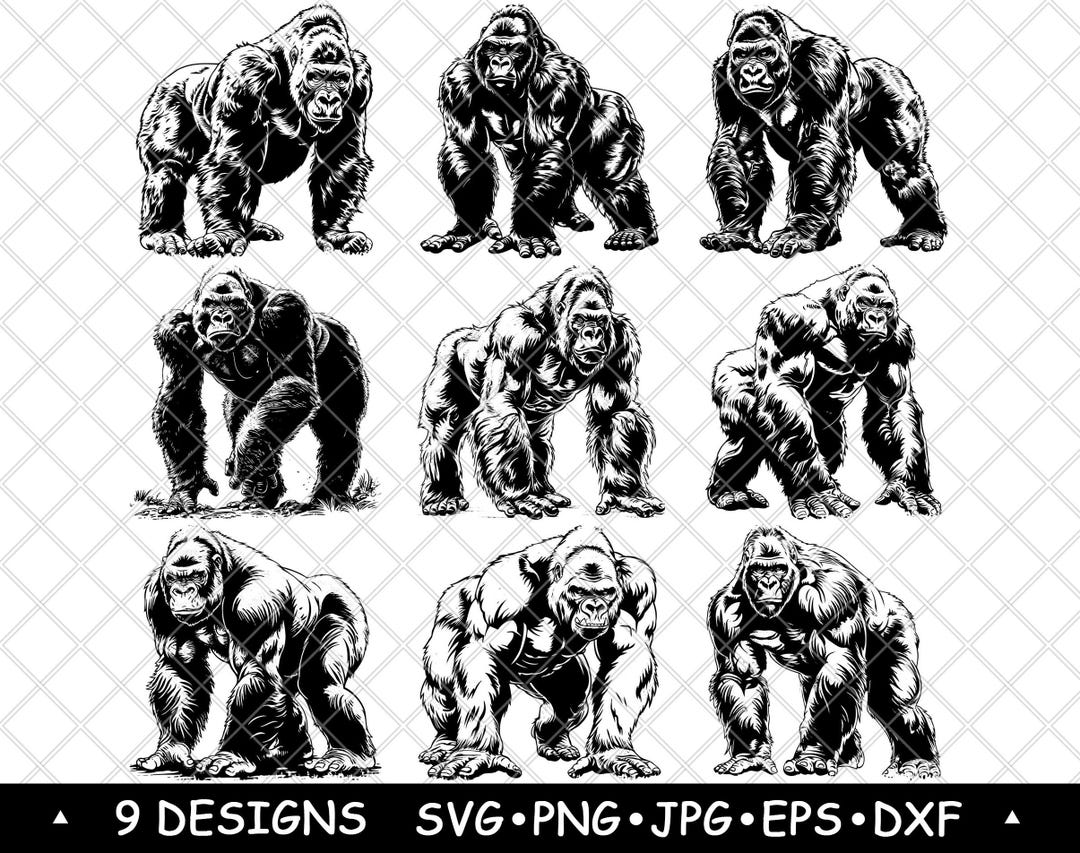 Silverback Gorilla Giant King Primate Ape Jungle Mammal Laser File SVG ...