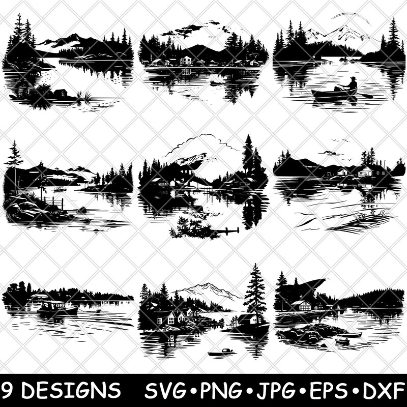 Lake Scene Svg - Etsy Canada