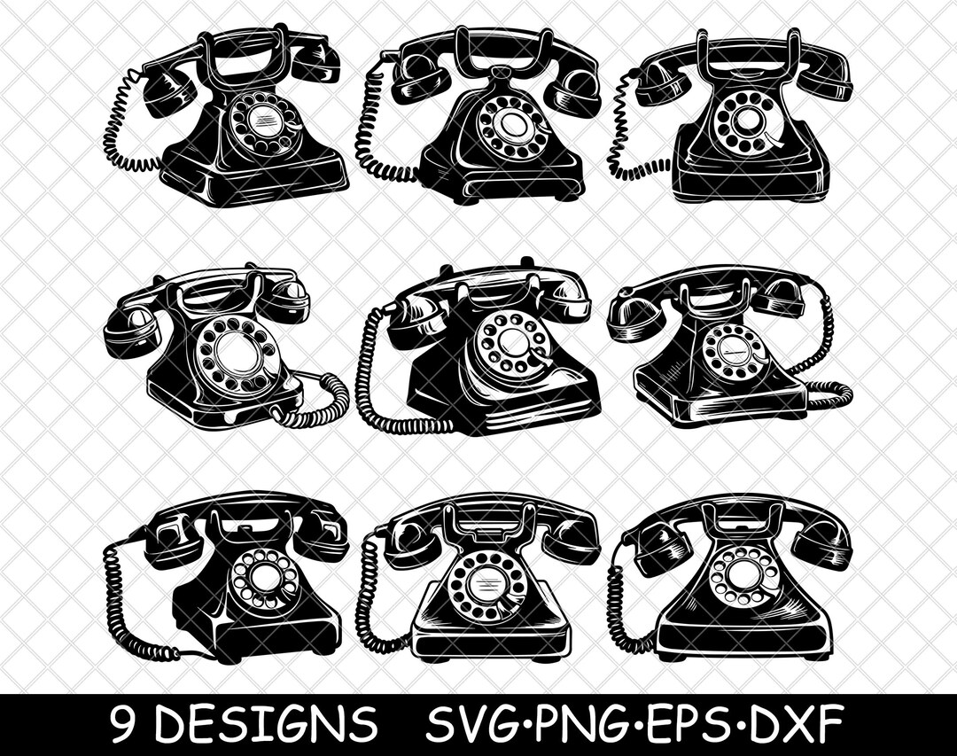Vintage Antique Telephone Classic Rotary Retro Dial Cord Phone Png,svg ...