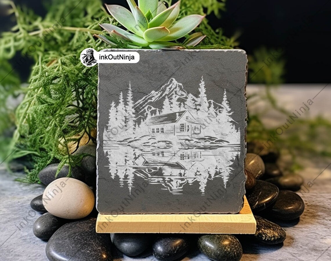 Rustic Log Cabin Wood Scene Valley Mountain Lake Landscape Camp Svg,dxf ...