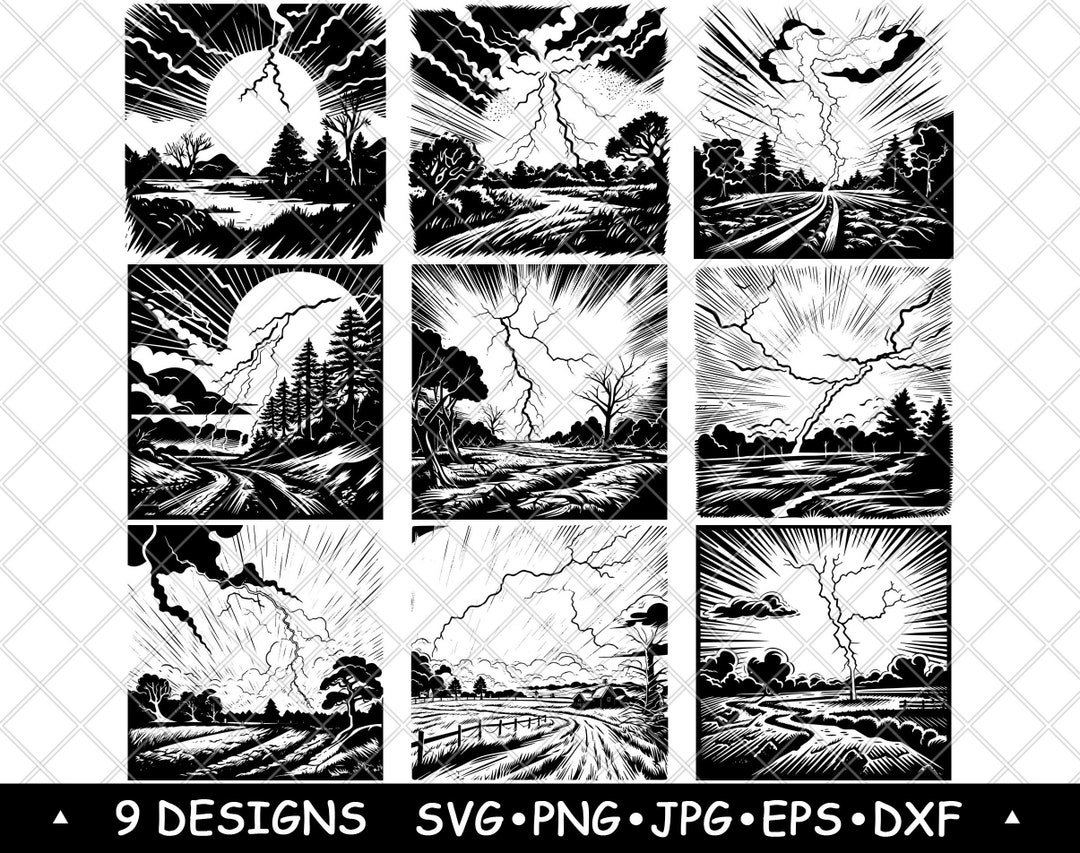 Storm Lightning Thunderstorm Thunderbolts Weather Nature Laser File SVG ...