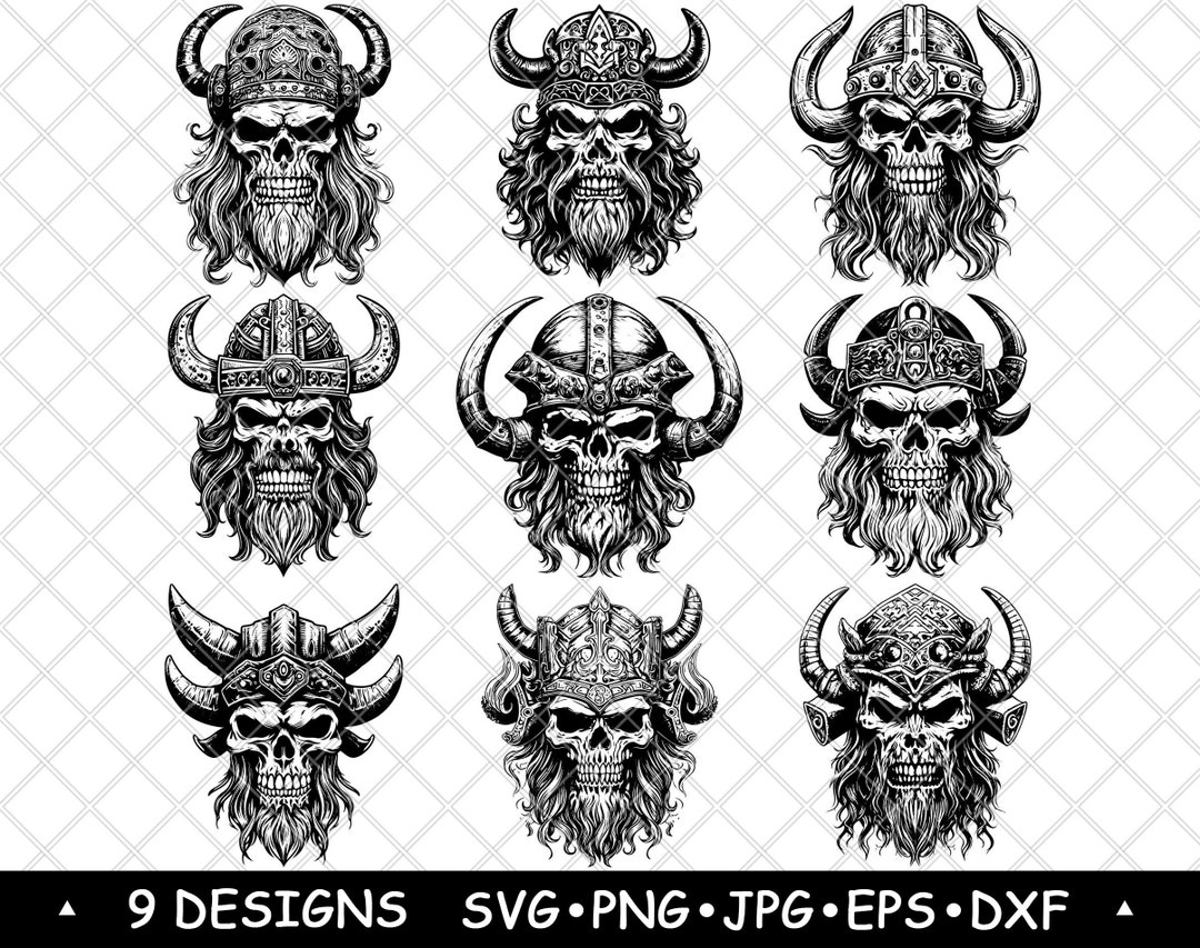 Viking Skull Head Norse Valhalla Helmet Medieval Warrior Laser File SVG ...