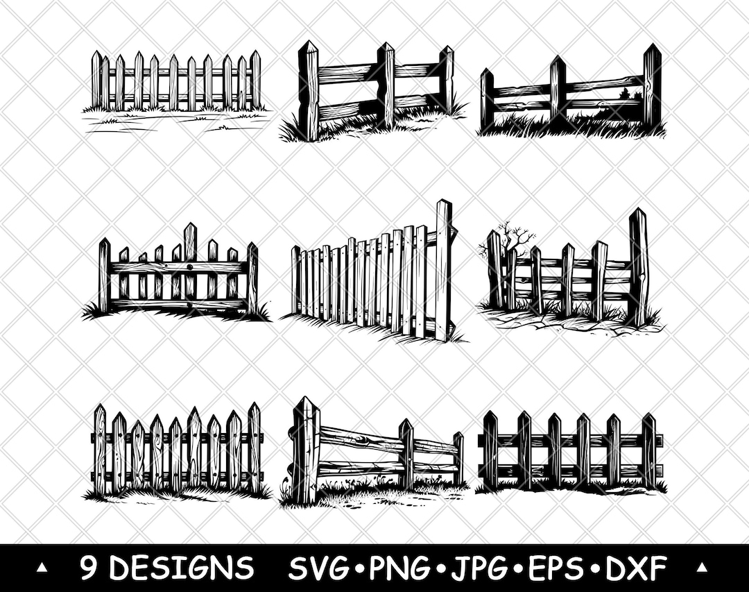 Rustic Old Picket Fence Cedar Ranch Farm Post Country Laser File SVG ...