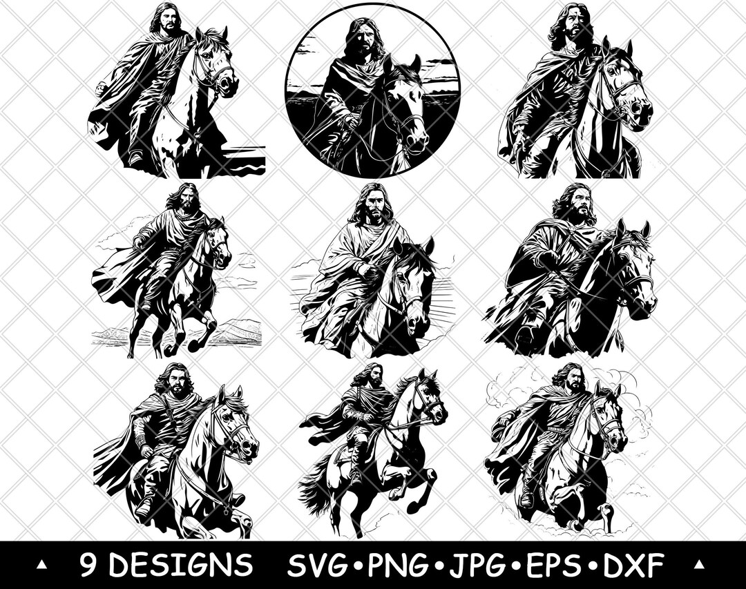 Jesus Christ Horseback Ride Messiah Heaven Holy Savior Laser File SVG ...