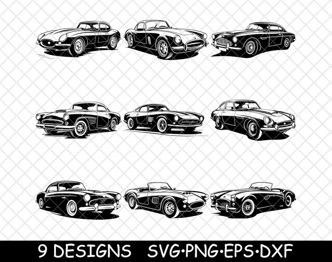 Vintage Sports Car Antique Collectible Old Roadster Coaster Black White ...