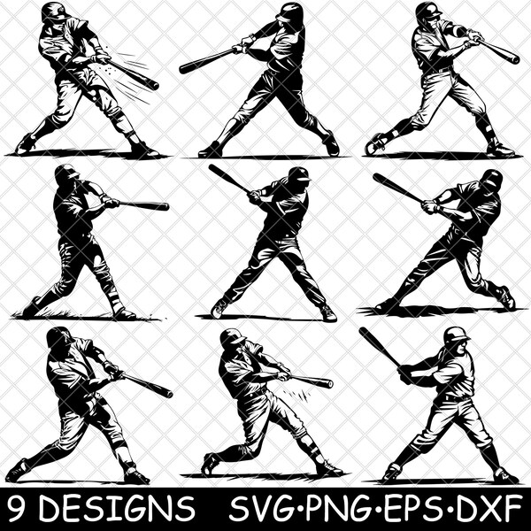 Baseball Player Swing Svg - Etsy