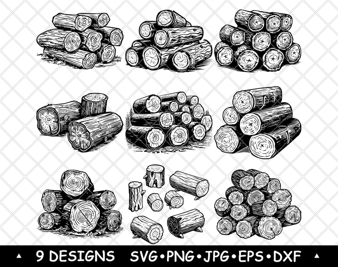 Wood Log Timber Firewood Pile Lumberjack Stack Chainsaw Laser File SVG ...