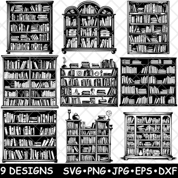 Wooden Bookshelf Stencil - Etsy