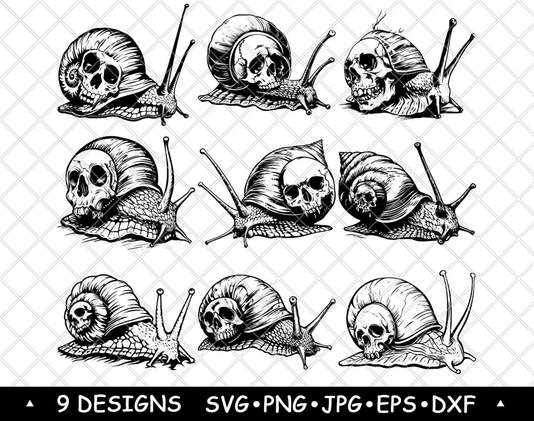 Snail Skull Shell Creepy Crawler Gothic Horror Halloween Laser File SVG ...