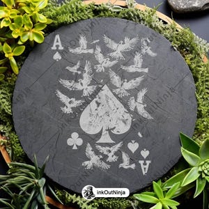 Birds Flying Ace of Spades Symbol Playing Card Game Art Laser File SVG ...