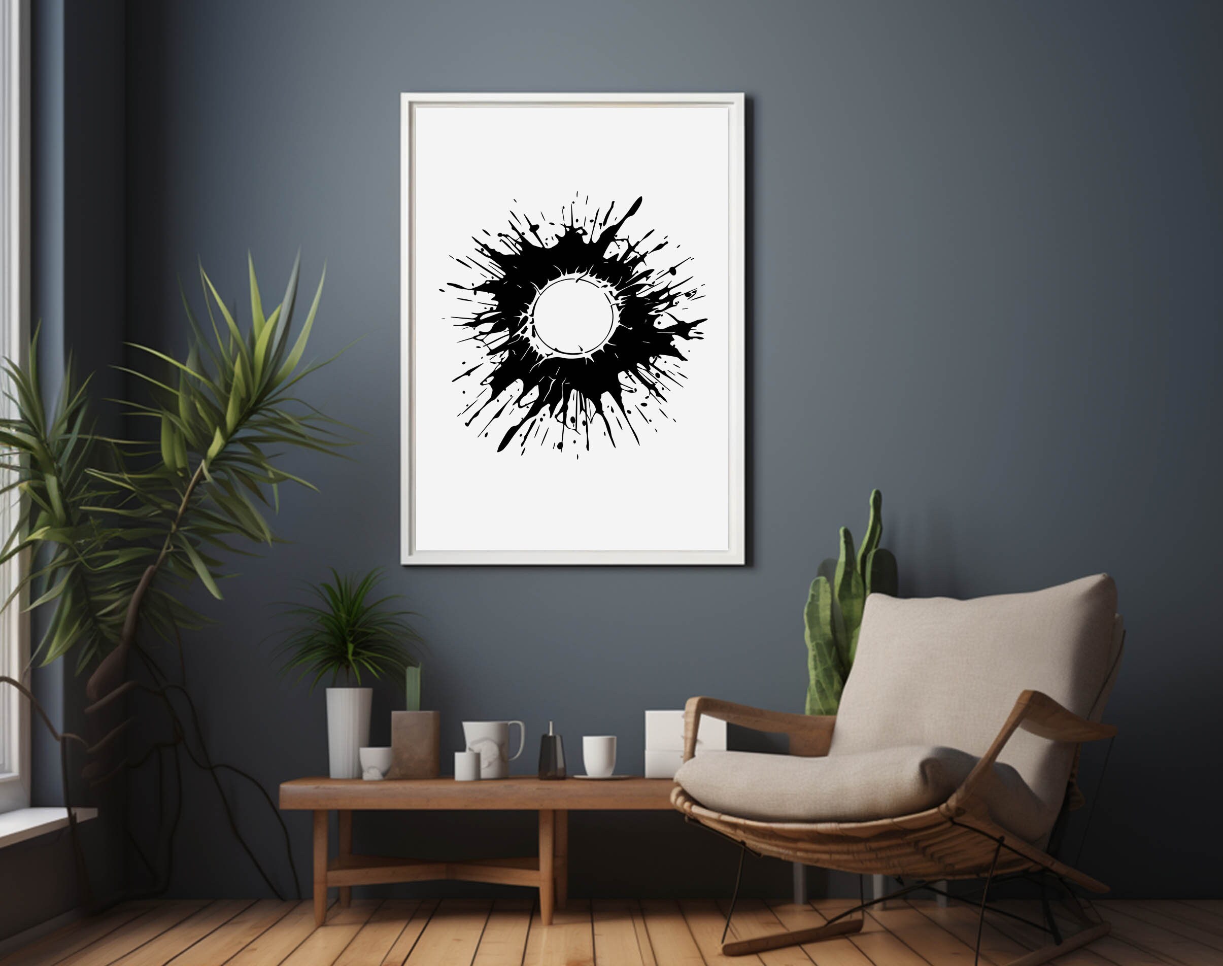 Ink Splatter Circle Vector - Grunge Paint Splash Clipart for Stickers ...