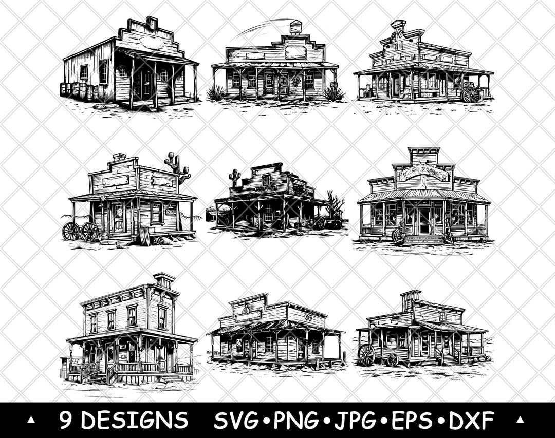 Old West Saloon Vintage Western Buildings Rustic Frontier Town ...